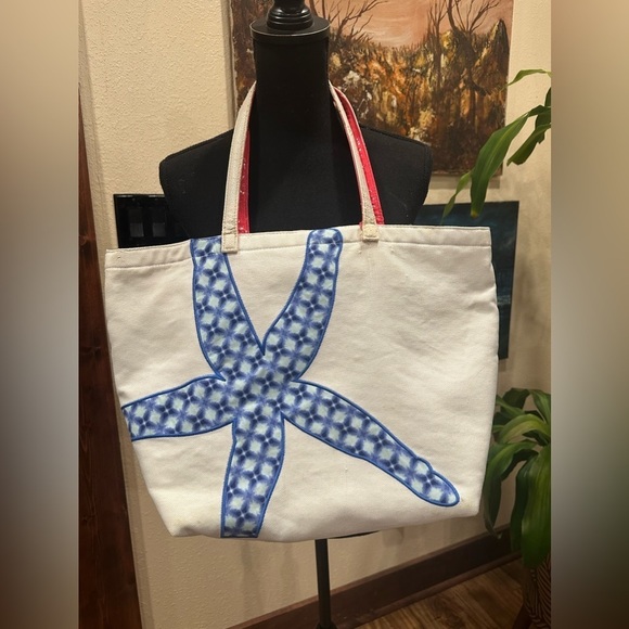 Braciano | Bags | Vintage Braciano Tote Bag Sea Star White And Blue ...